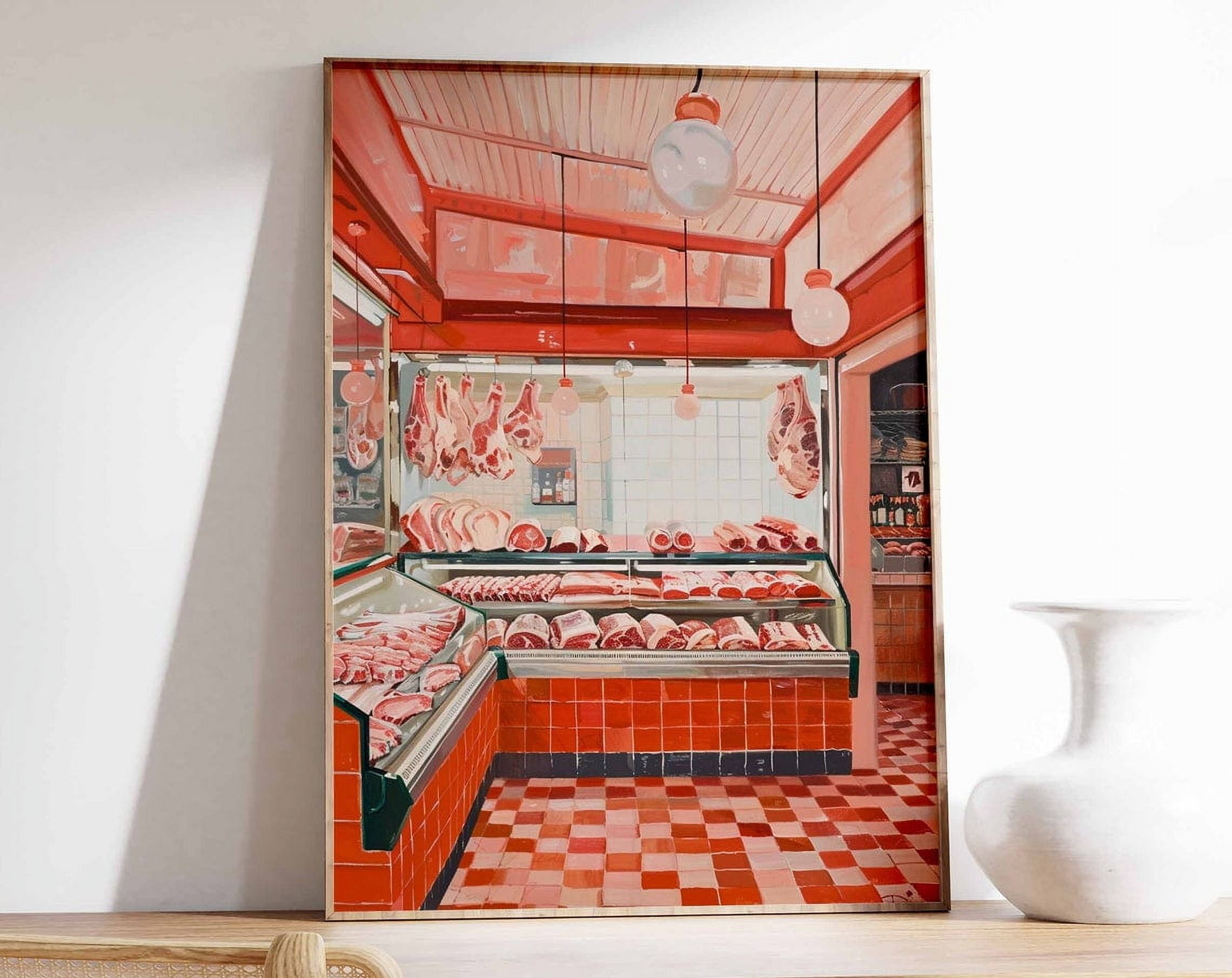 Vintage Butcher Shop Poster, Retro Butcher Wall Art, Food Poster ...