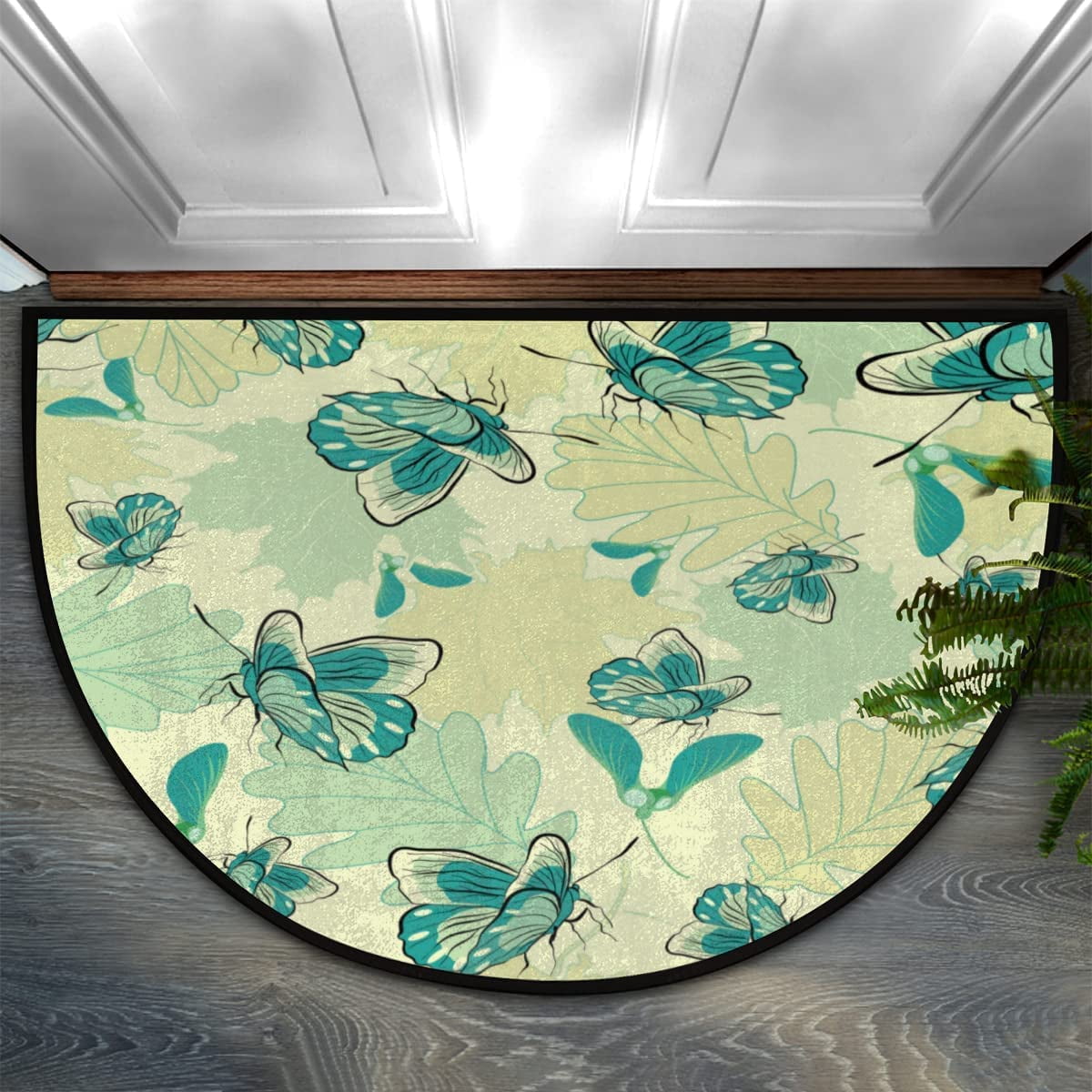 Vintage Butterflies Butterfly Leavf Half Round Door Mat Half Circle ...