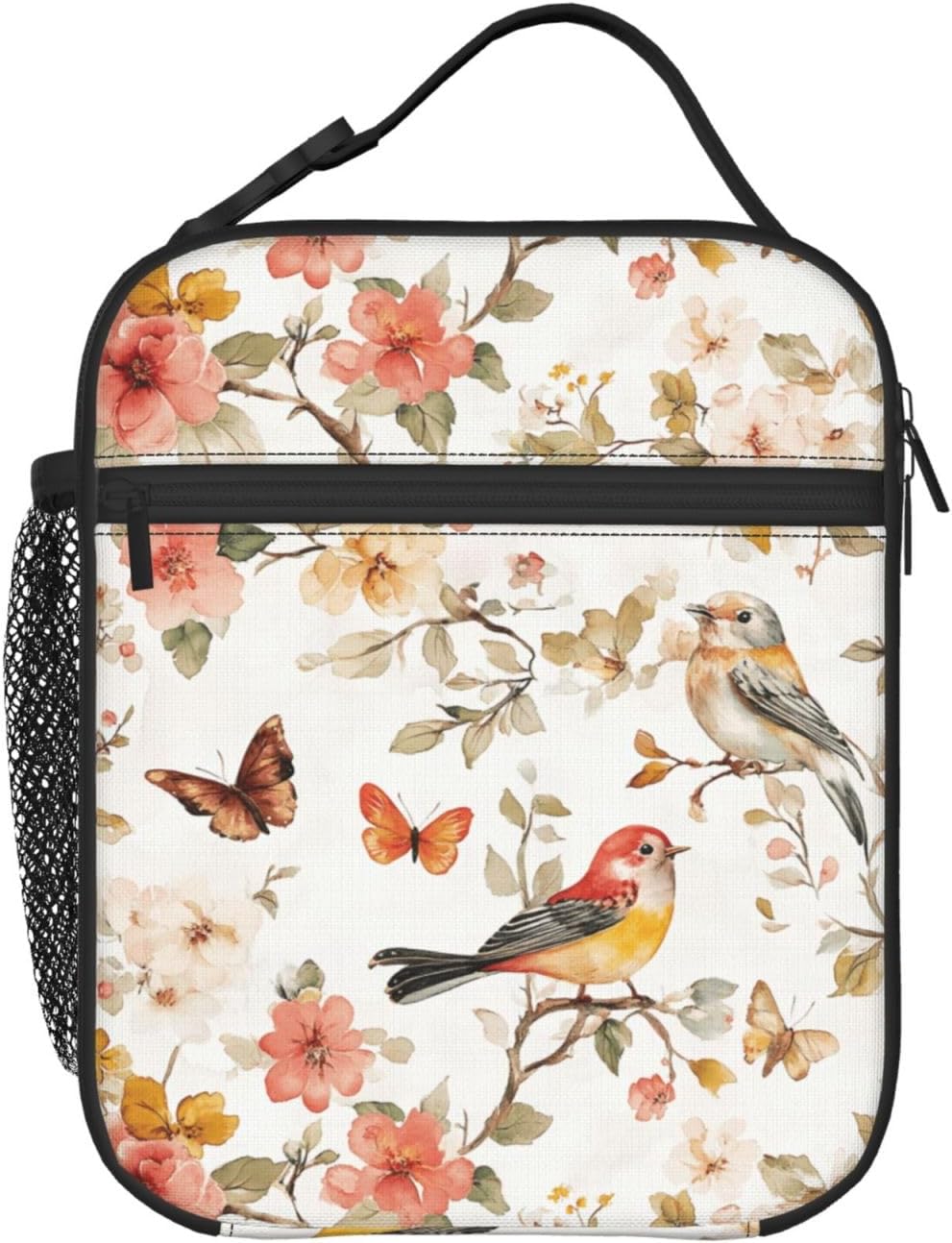Vintage Butterflies Flowers Birds Lunch Box - Insulated Lunch Bags for ...