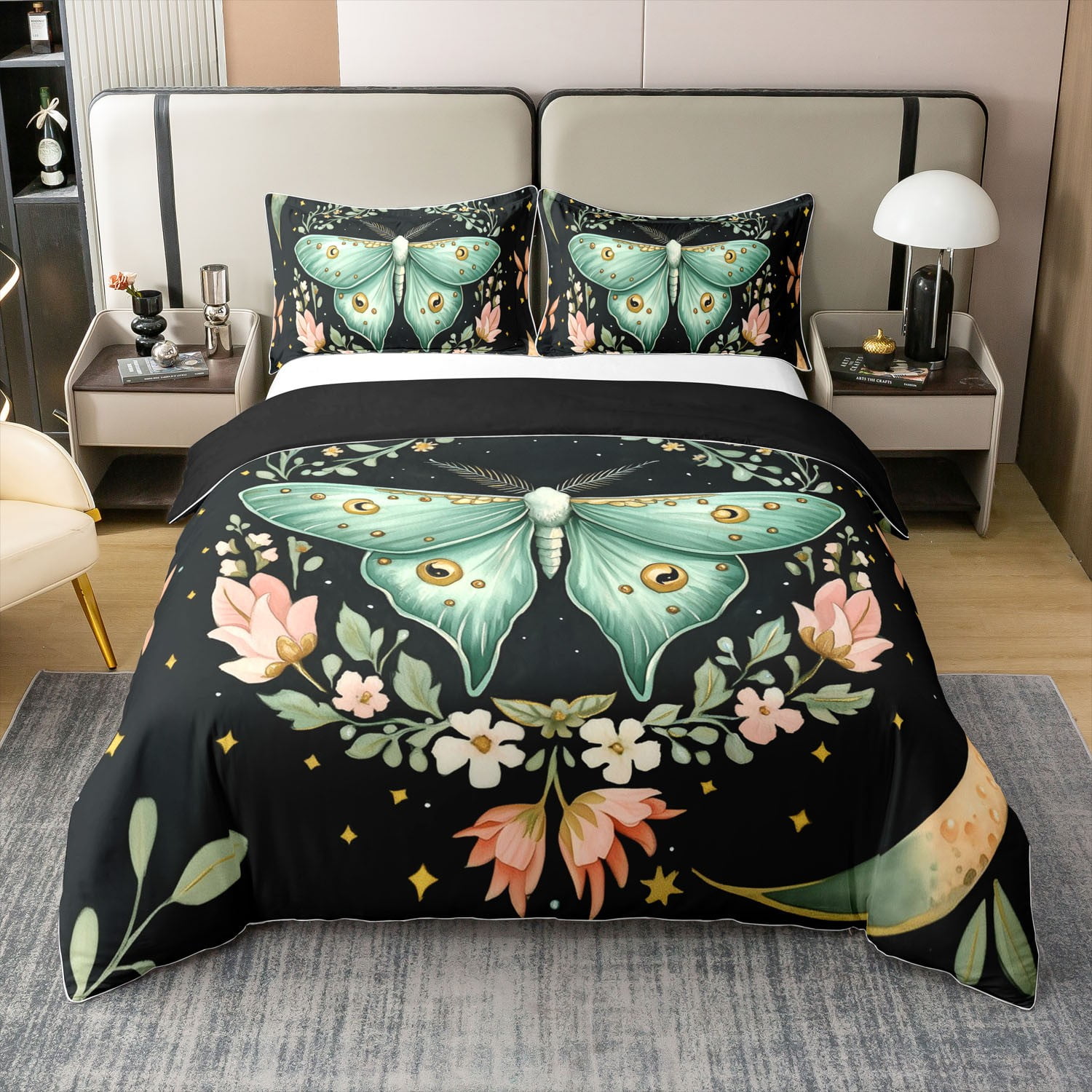 Vintage Butterfly 100% Cotton Duvet Cover King Size,Retro Floral ...