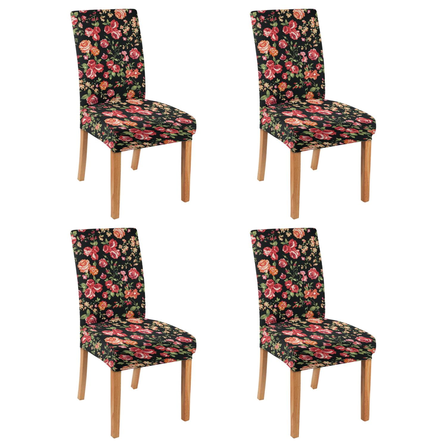 Vintage Butterfly Bloom Country Dining Chair Covers 4 Pack Washable ...