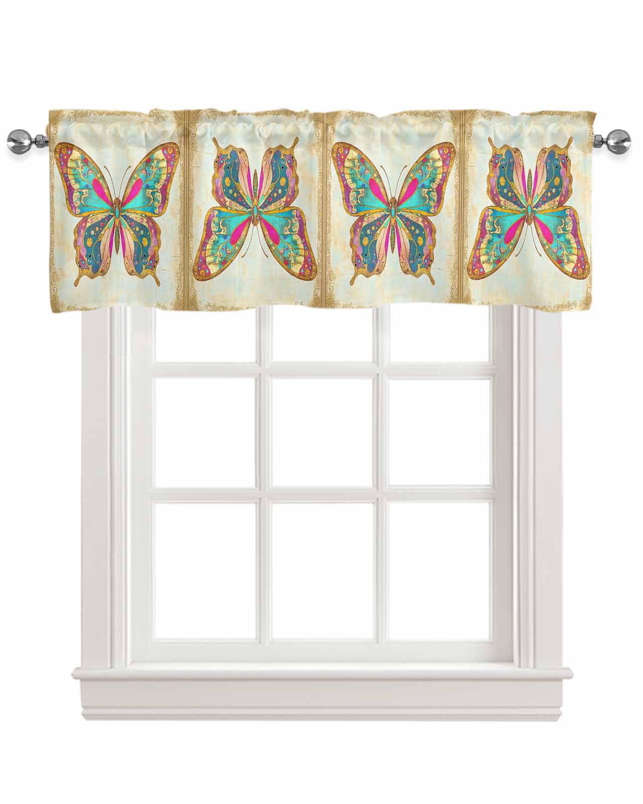Vintage Butterfly Kitchen Valances for Windows Farmhouse Linen Window ...