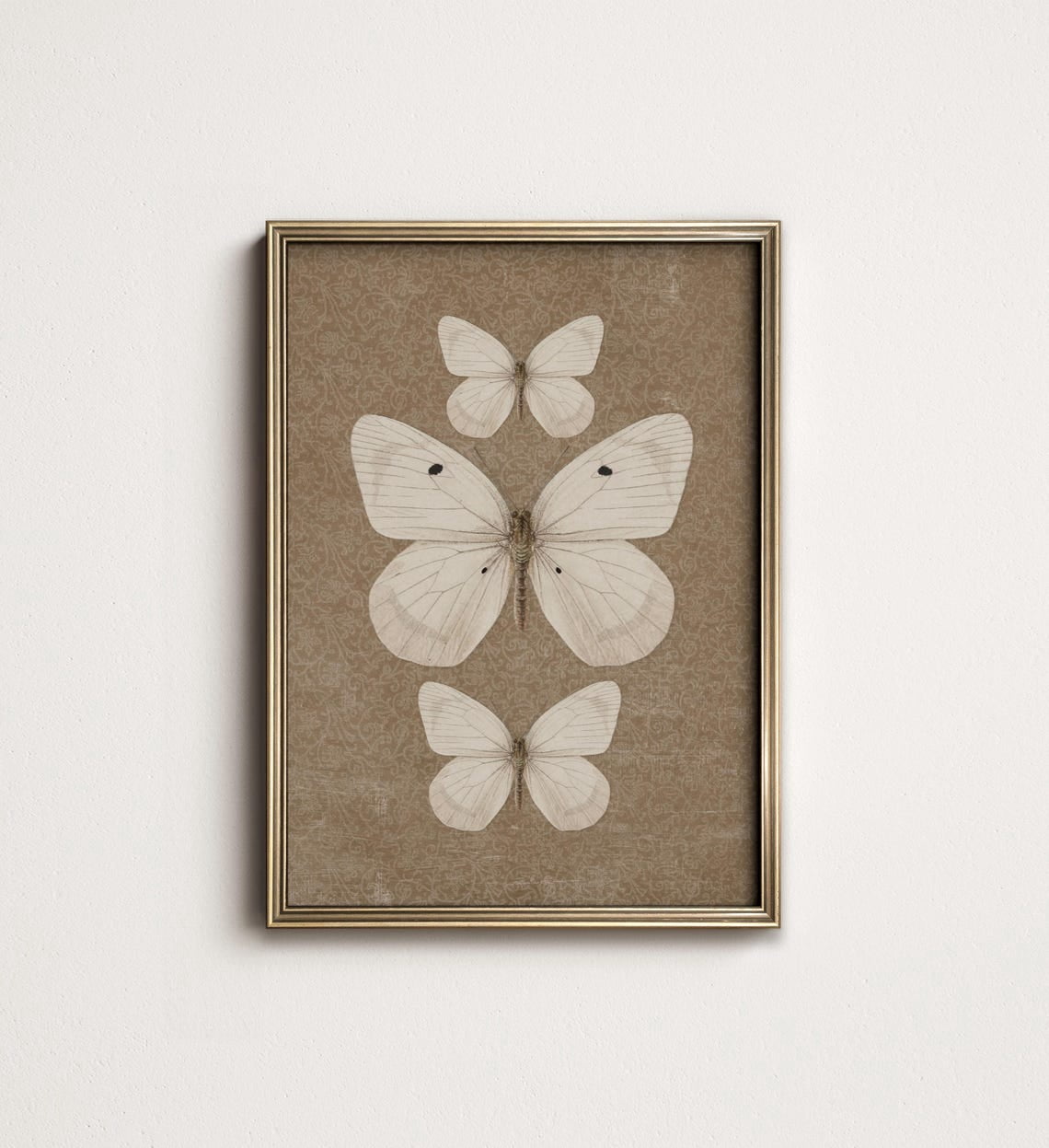 Vintage Butterfly Neutral Cottagecore Poster, Stretched Size 12x18 ...