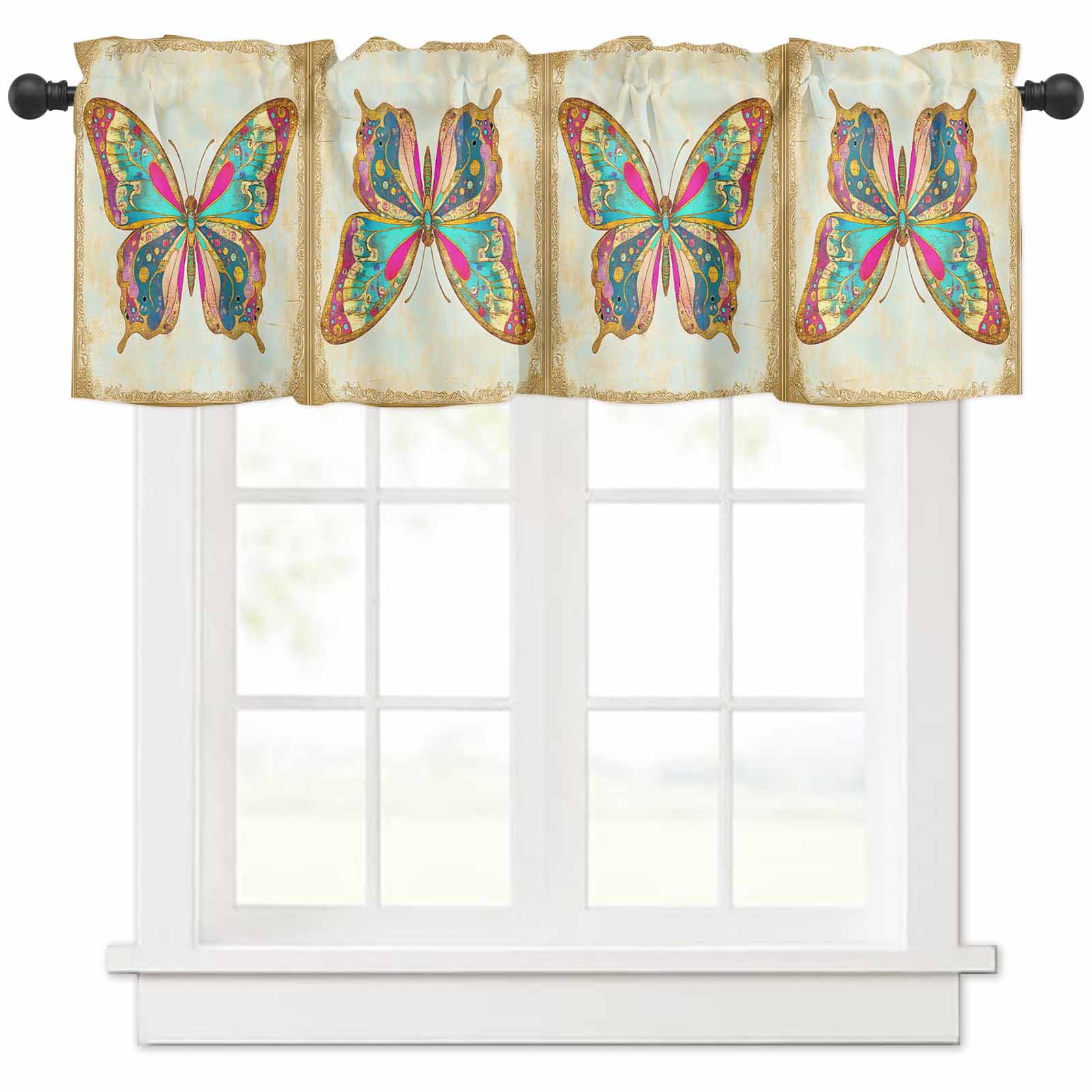 Vintage Butterfly Valances for Windows Farmhouse Kitchen Curtains ...