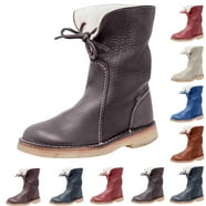 OKBOP Women's Chelsea Snow Boots-Warm Winter Lace-Up Dress Shoes, Black Retro Boots - Walmart.com