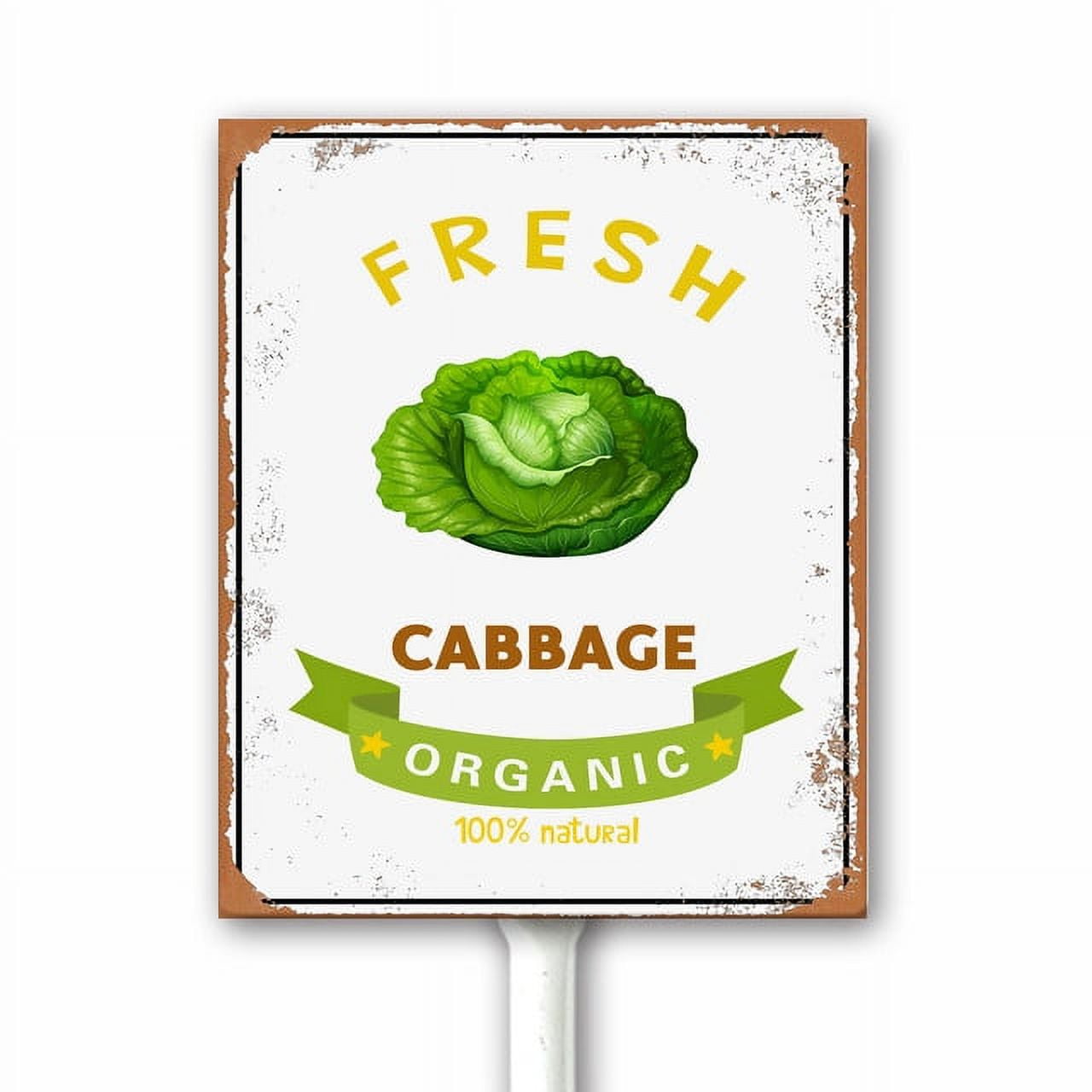 Vintage Cabbages Metal Sign Outdoor Plant Label Funny Vegetable Garden ...