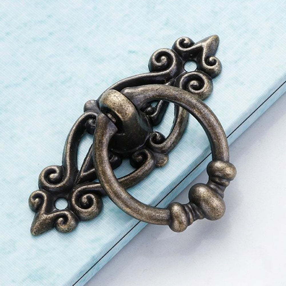 Vintage Cabinet Ring Pulls for Drawers Set of 10 Antique Alloy Handles ...