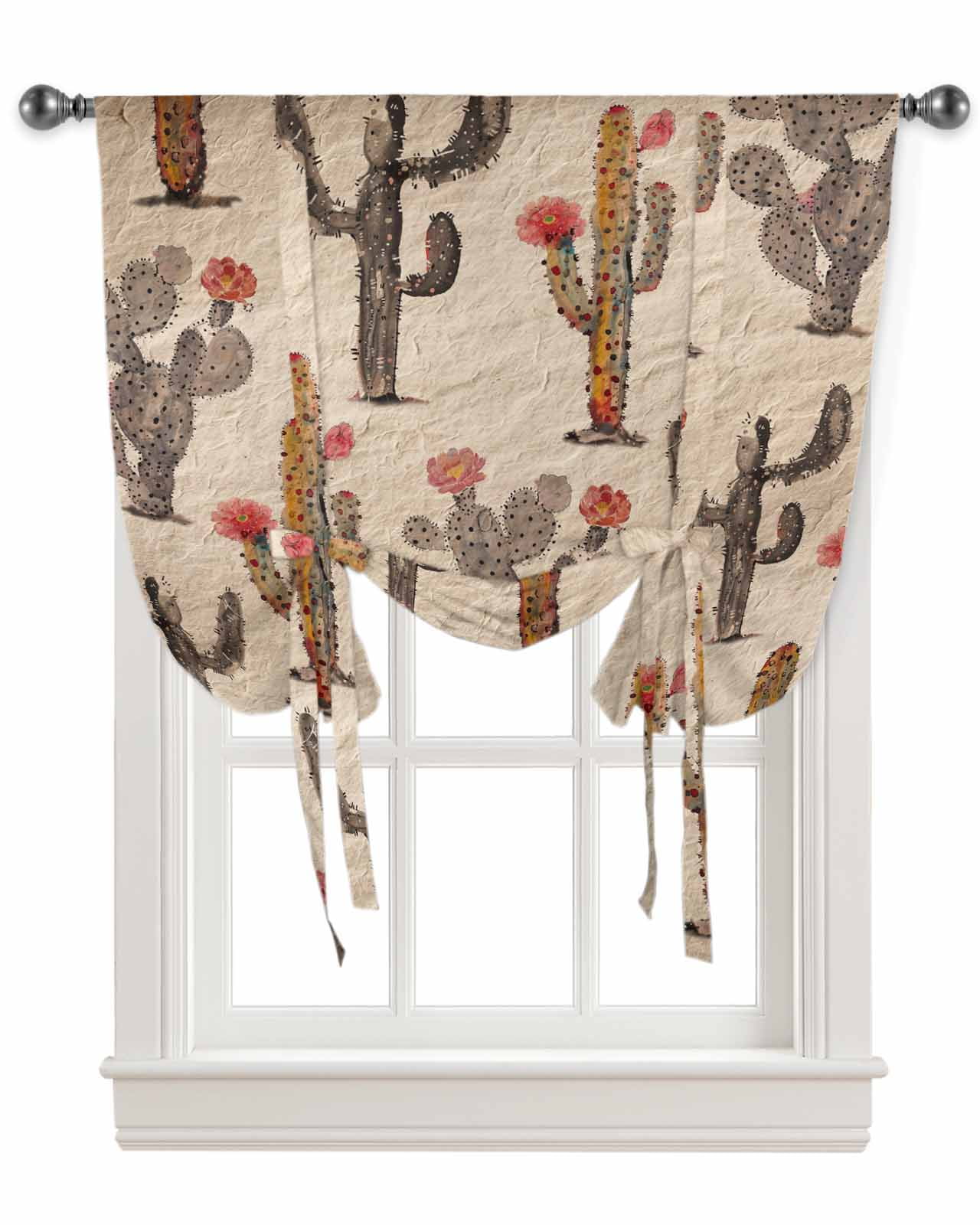 Vintage Cactus Tie Up Curtains for Kitchen Bathroom Bedroom Windows 45 ...