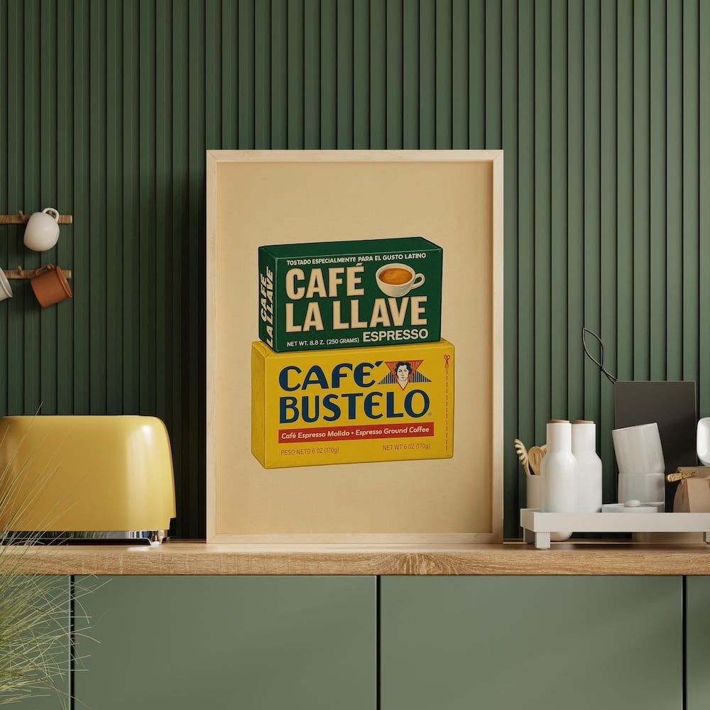 Vintage Cafe Bustelo & Cafe La Llave Espresso ART PRINT Spanish Cafe ...