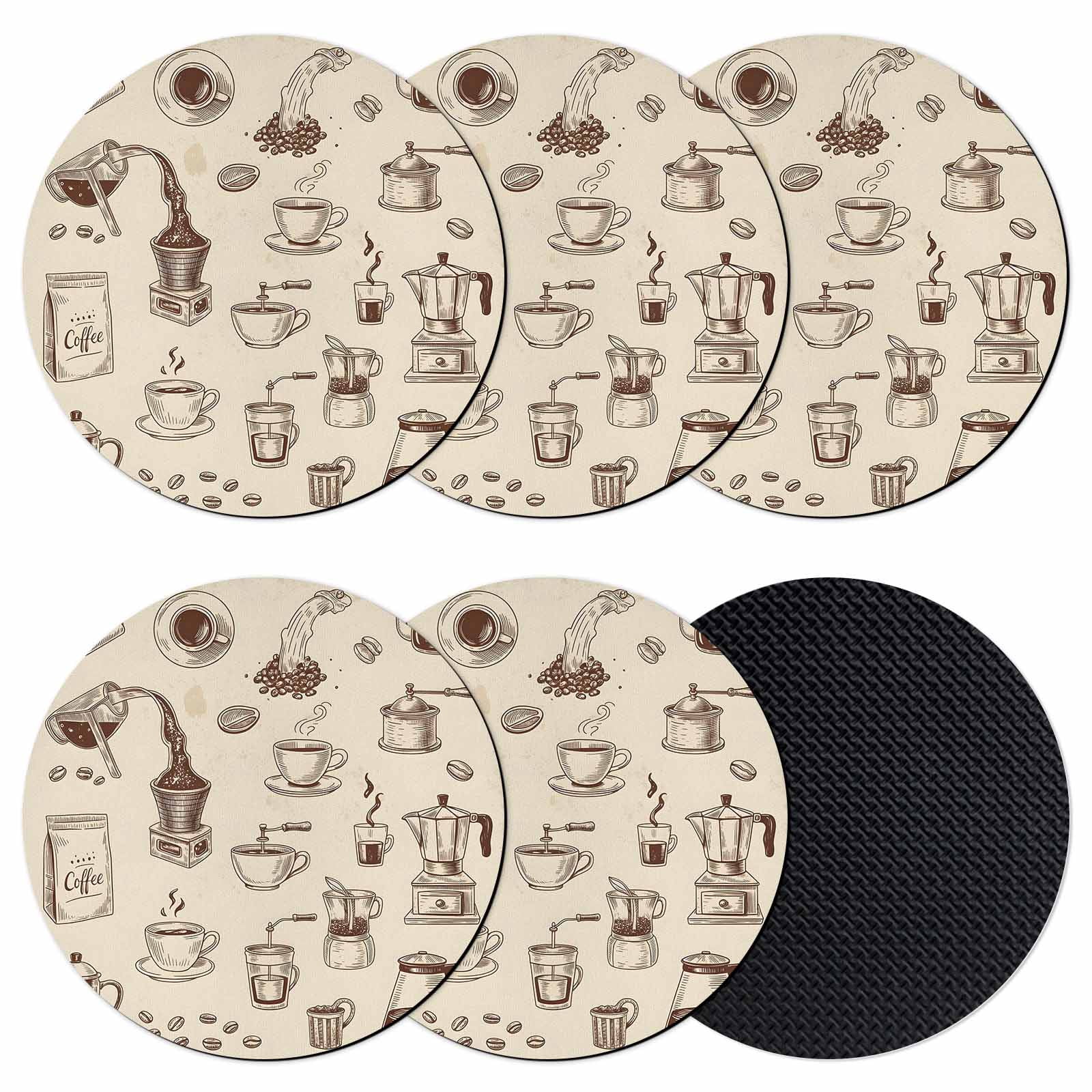 Vintage Cafe Coasters Set of 6, Absorbent Coasters for Drinks, Coffee ...