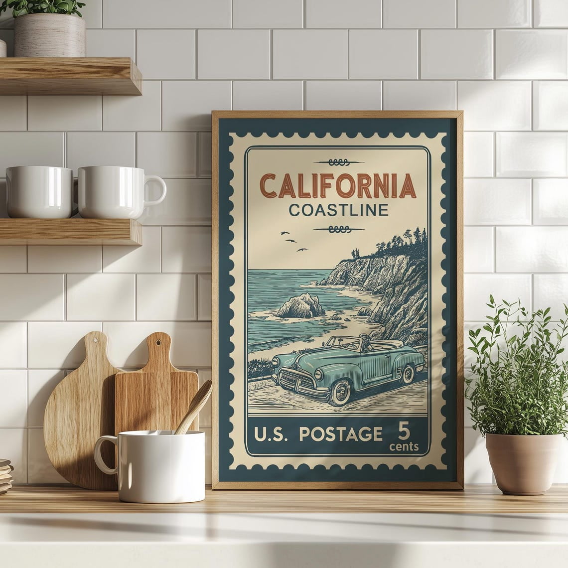 Vintage California Coastline Stamp Retro Coastal West Coast Postage ...