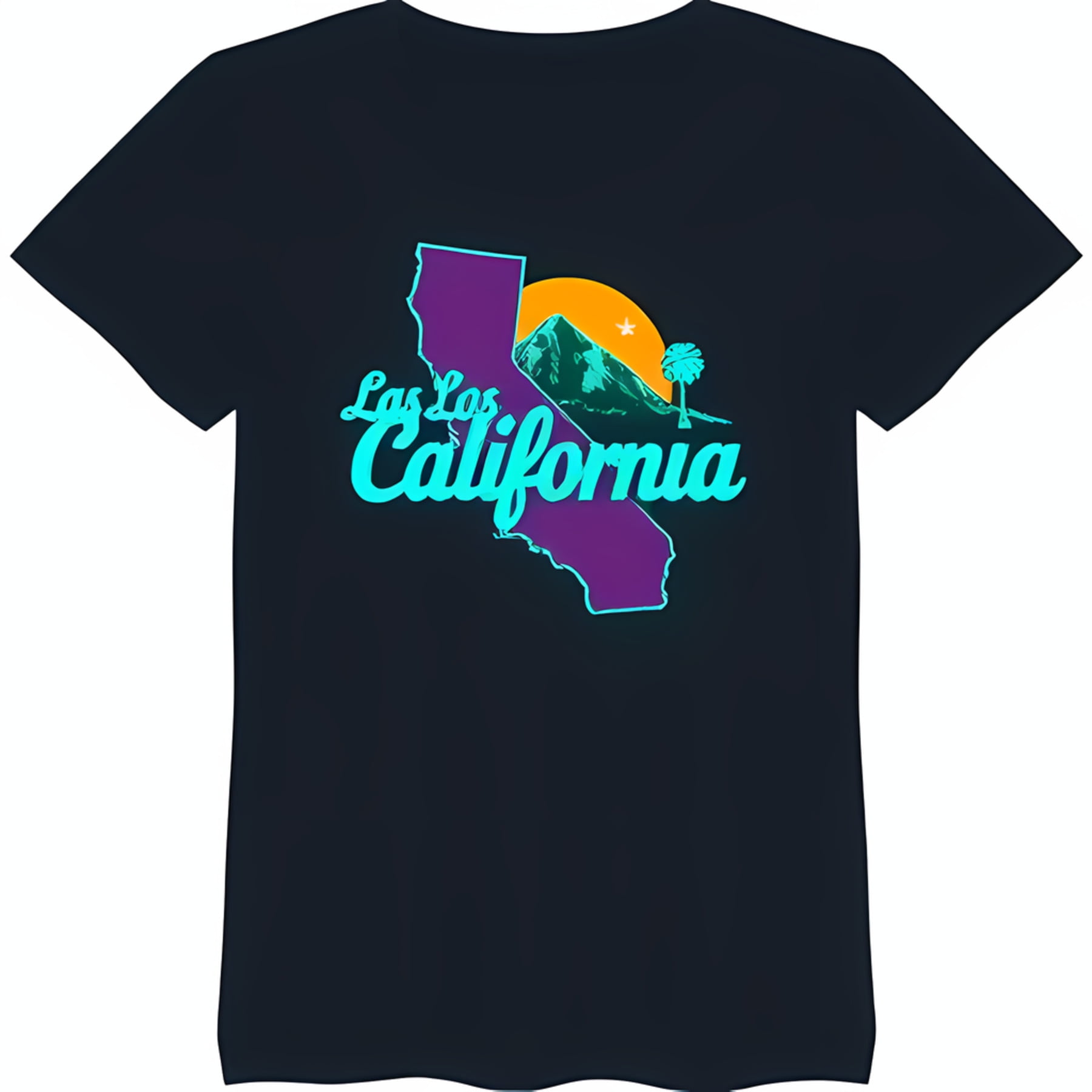 Vintage California Graphic Blue T-Shirt with State Outline Green ...