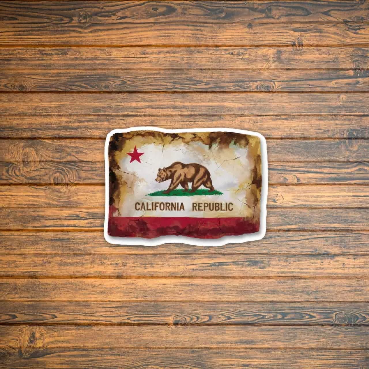 Vintage California Republic Flag Sticker - Weathered Bear Decal For ...