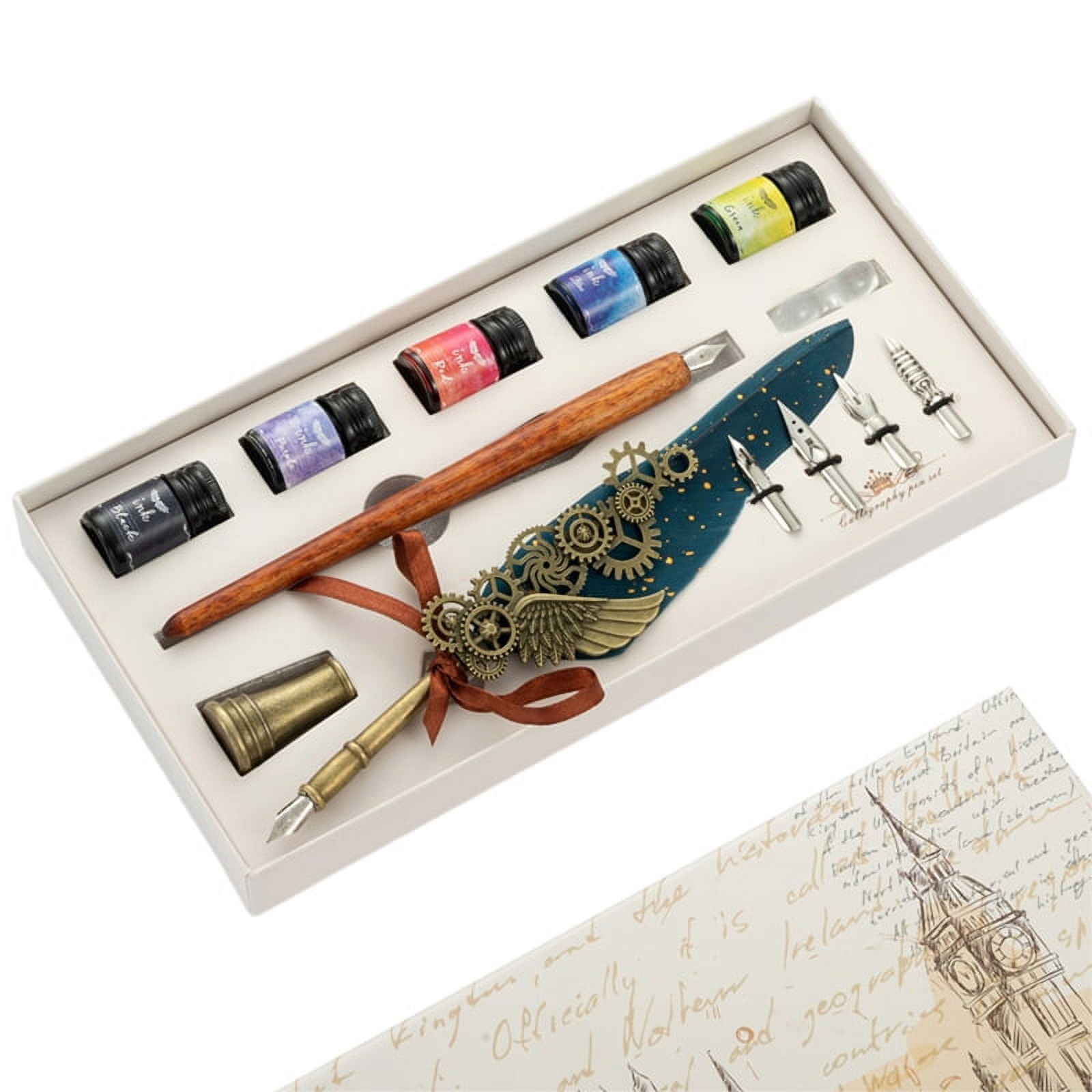 Vintage Calligraphy Dip Pen Set Wood Dip Pen Feather Dip Pen Set Gift ...