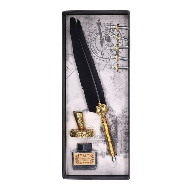 Vintage Calligraphy Pen Set Exquisite Feather Pen Pen Set Quill And Ink ...