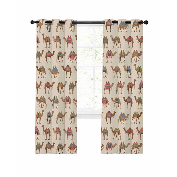 Vintage Camel Blackout Curtains 72 Inch Length Deserts Animal Abstract ...