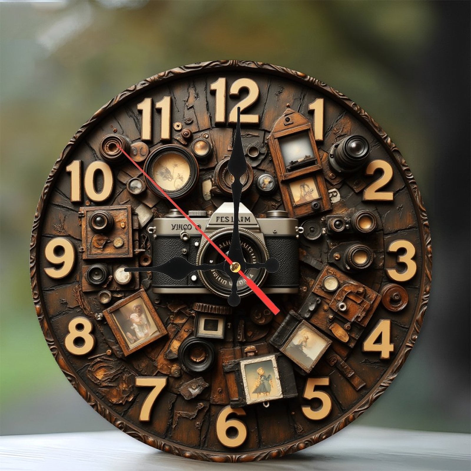Vintage Camera Clock Wall Decor Antique Photography 12-Inch Silent ...