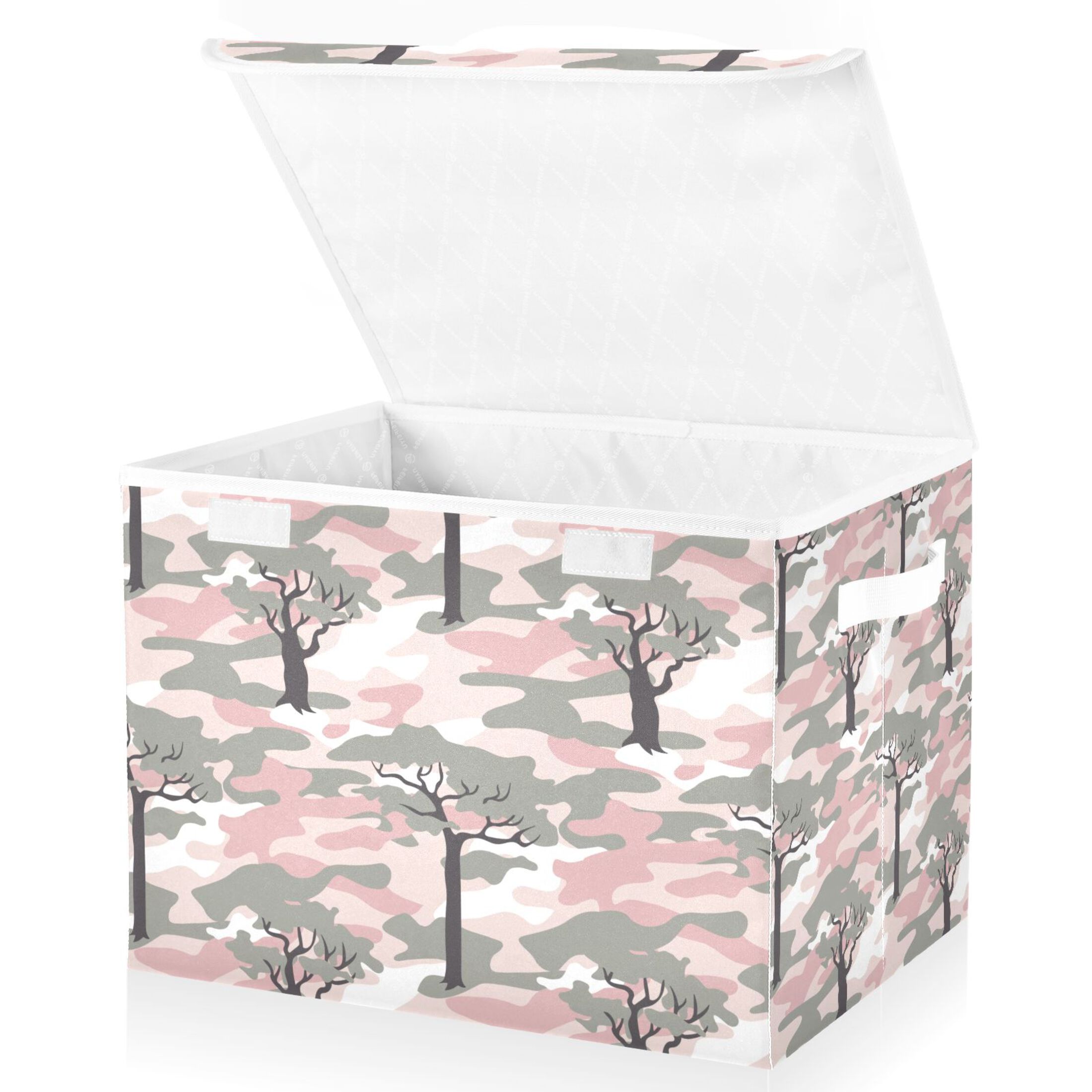 Vintage Camouflage Tree Large Lidded Storage Bin Foldable Storage Boxes ...