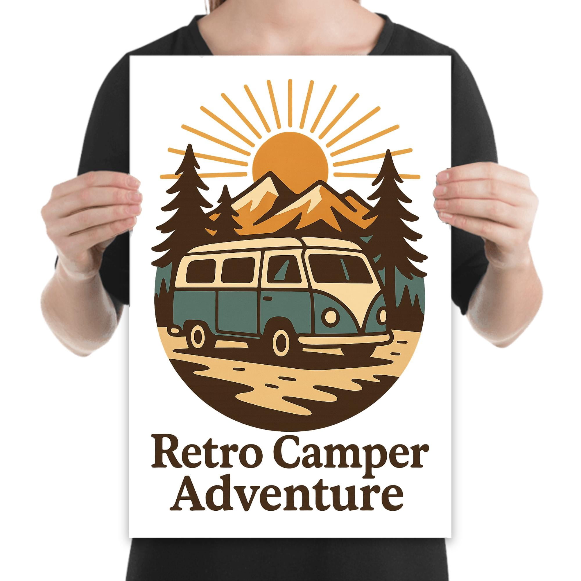 Vintage Camper Van Poster - Gloss Paper Finish - Wall Decor for ...