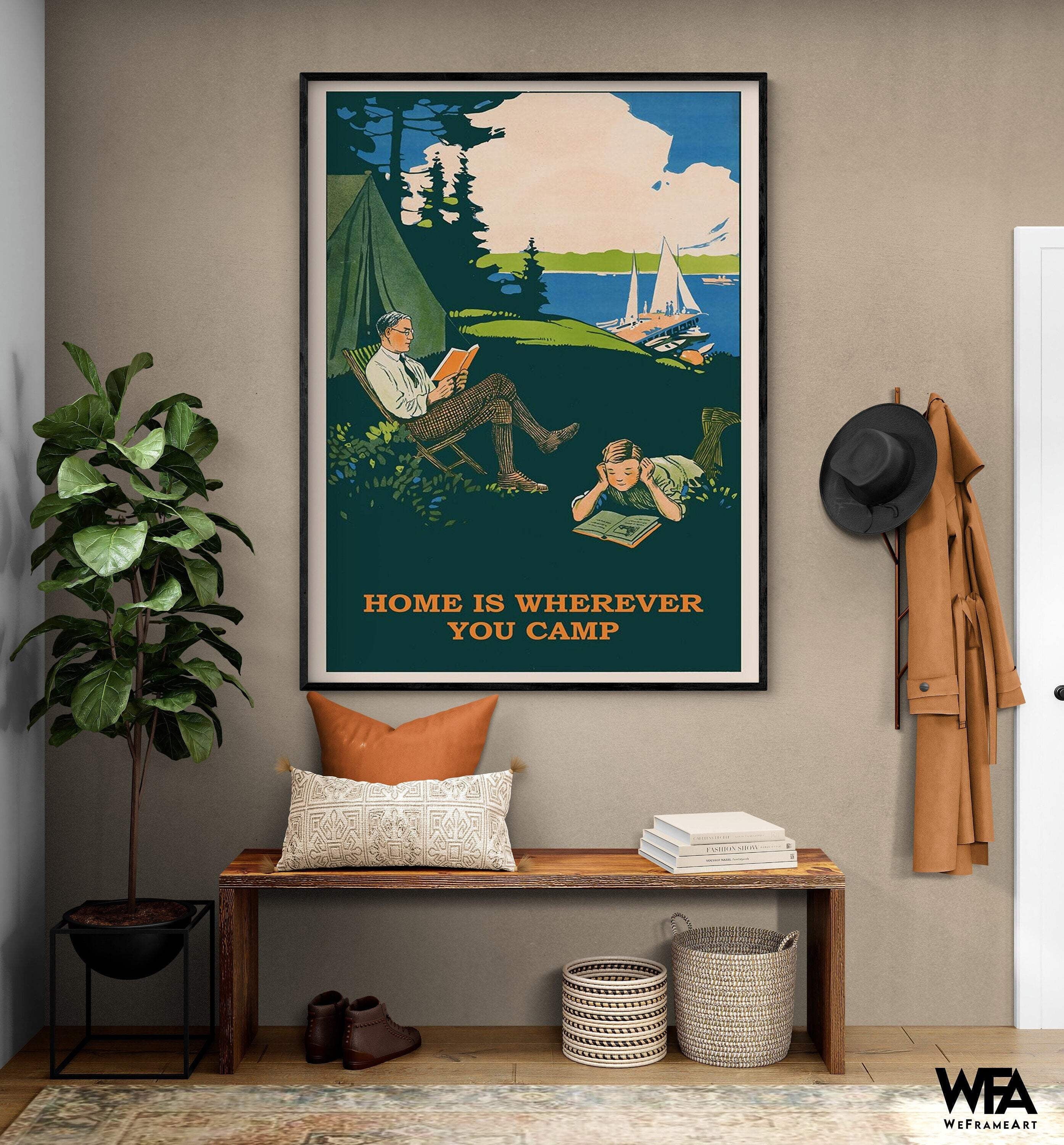 Vintage Camping Poster, Extra Large Retro Family Camping Trip Poster ...