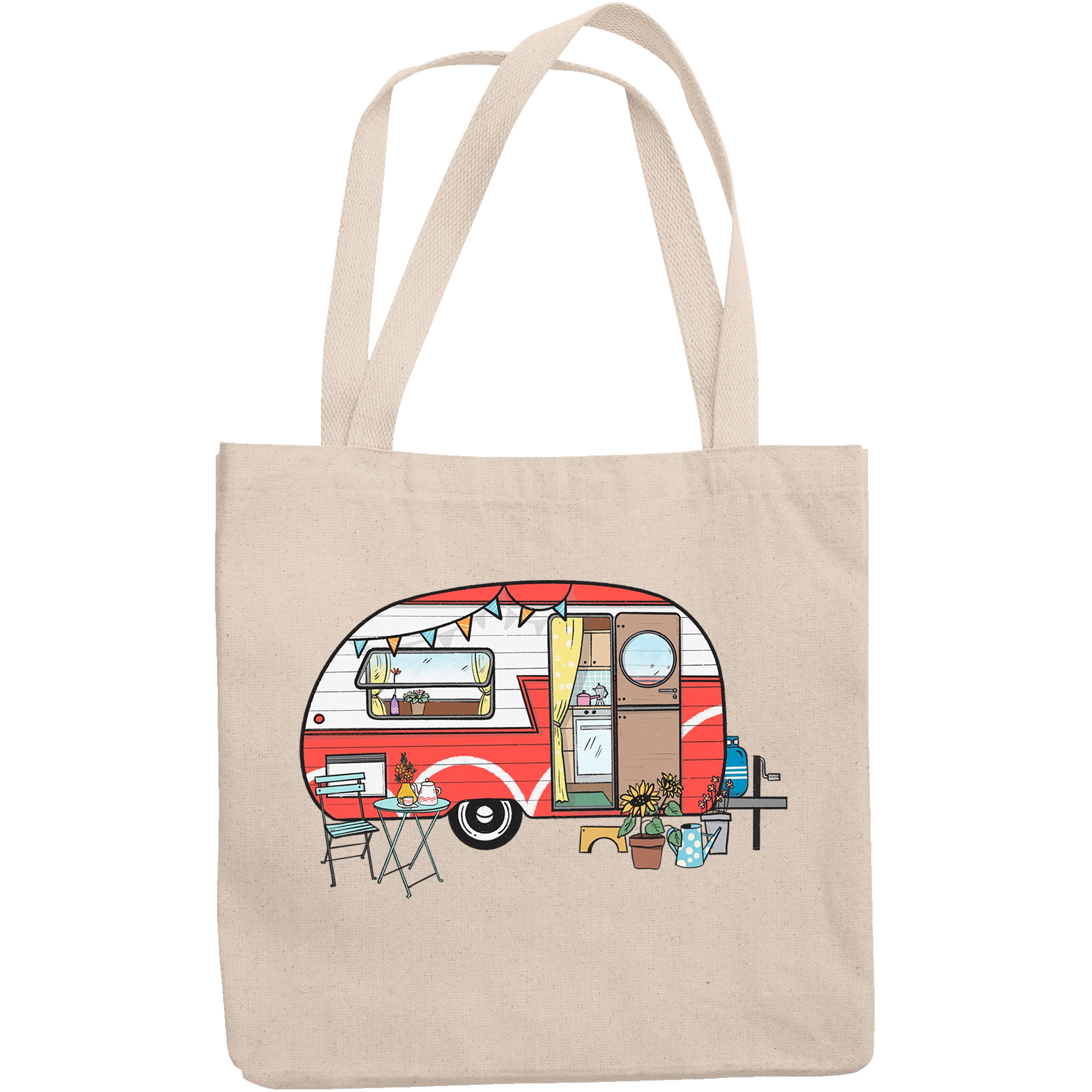 Vintage Camping Trailer with a Fiesta Banner & Sunflower Plant Art ...