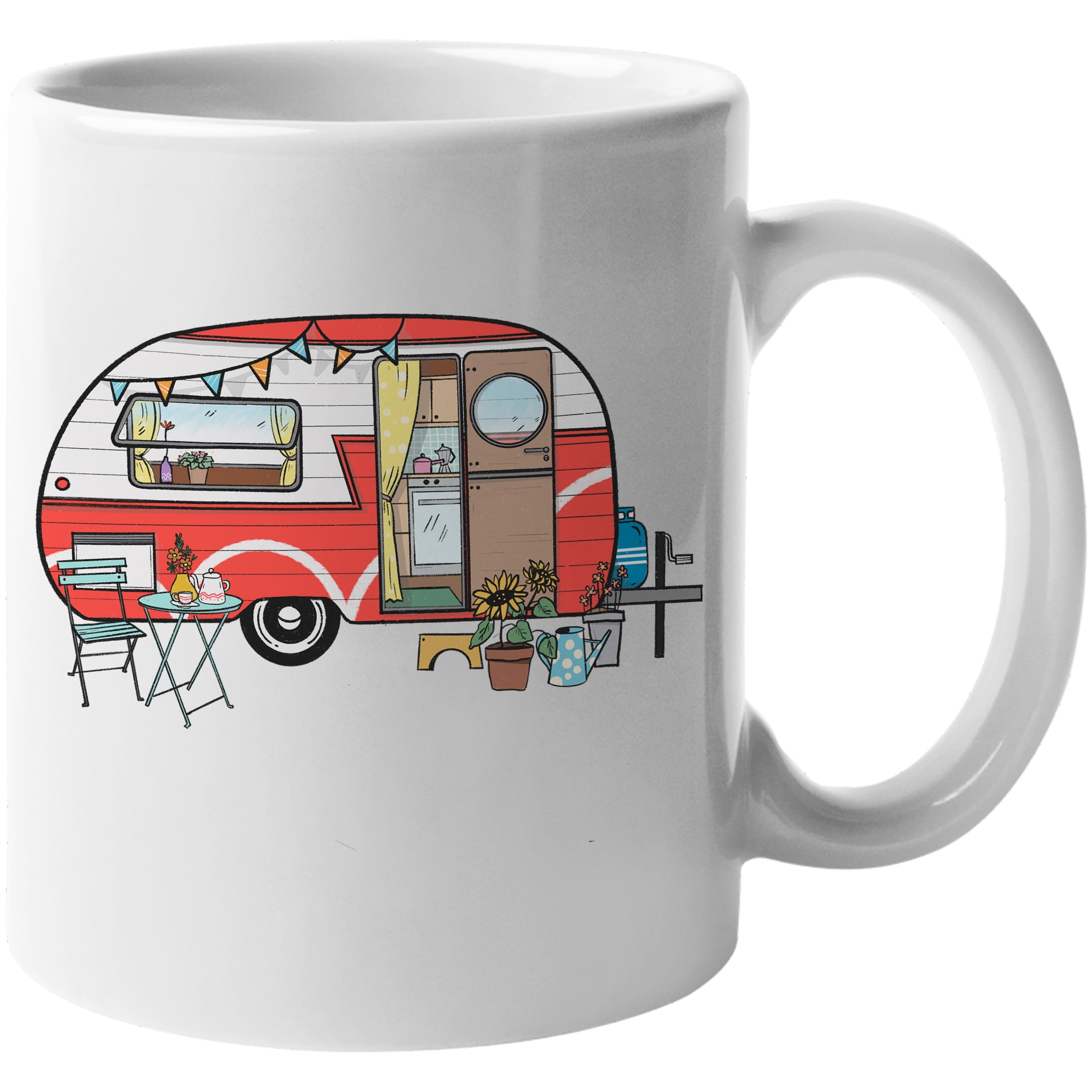 Vintage Camping Trailer with a Fiesta Banner & Sunflower Plant Art ...