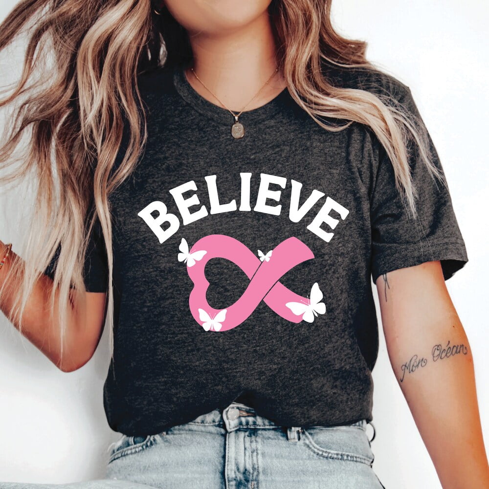 Vintage Cancer Believe Cancer Awareness Pink Ribbon Breast Cancer ...