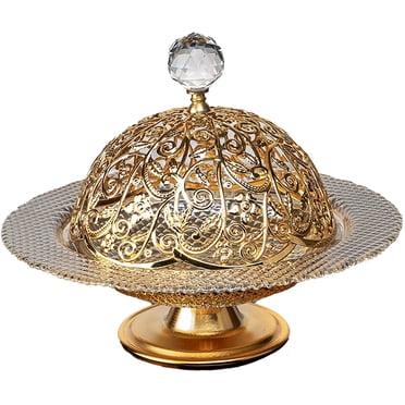 Candy Dish Bowl with Metal Glass Lid and Crystal Top, Vintage Handmade ...