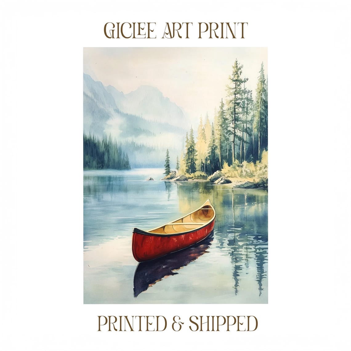 Vintage Canoe Poster Canoe Wall Art For Cabin Decor Rustic Wall Decor ...