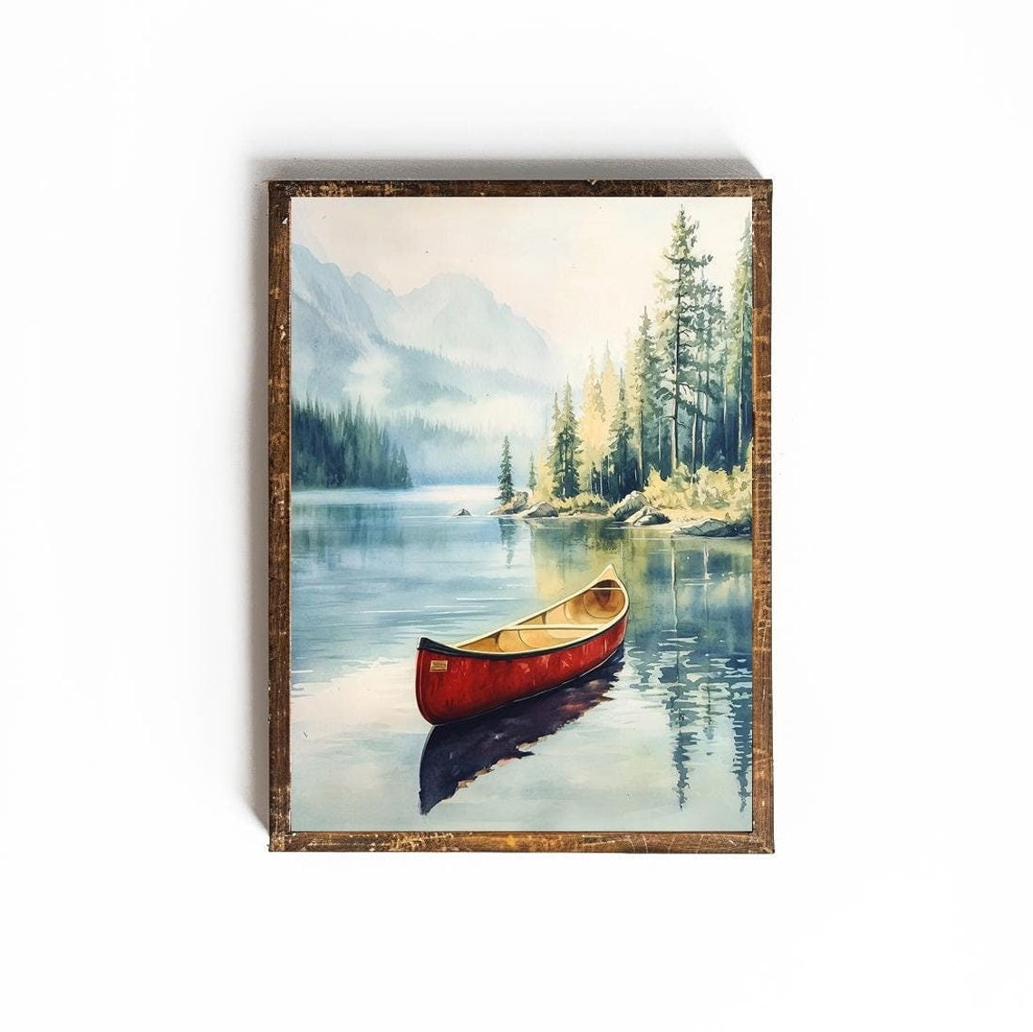 Vintage Canoe Poster Red Canoe Wall Art For Cabin Decor Fisherman Decor ...