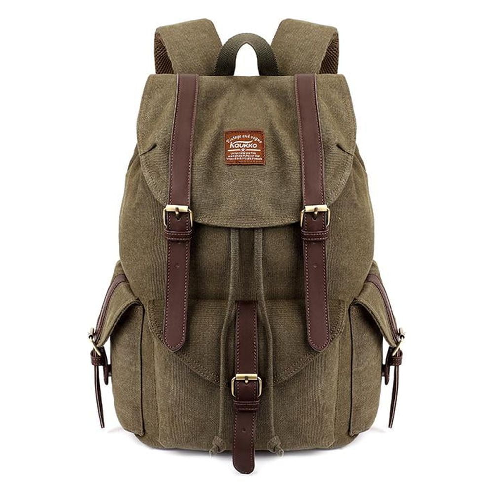 Kaukko Vintage Sturdy Day Trip Canvas Backpack for Adults - Outdoor ...
