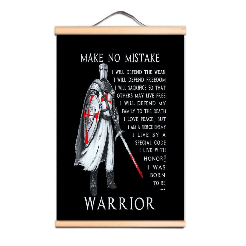 Vintage Canvas Print Artwork Medieval Crusader Warrior Wall Art Poster ...