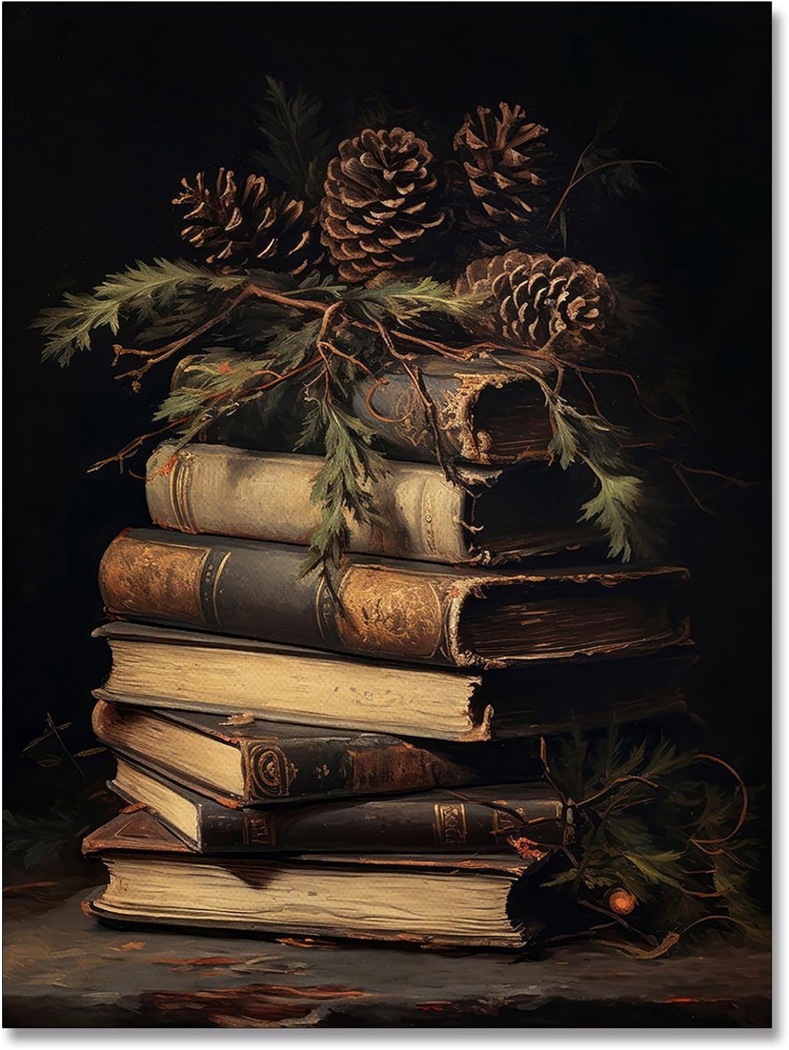 Vintage Canvas Wall Art Country Botanical Wall Art Books Still Life ...