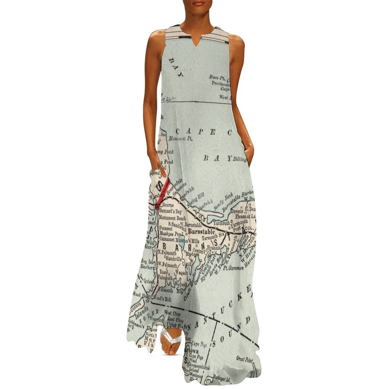 Vintage Cape Cod Map (1893) Long Dress Dress vintage dresses for womens ...