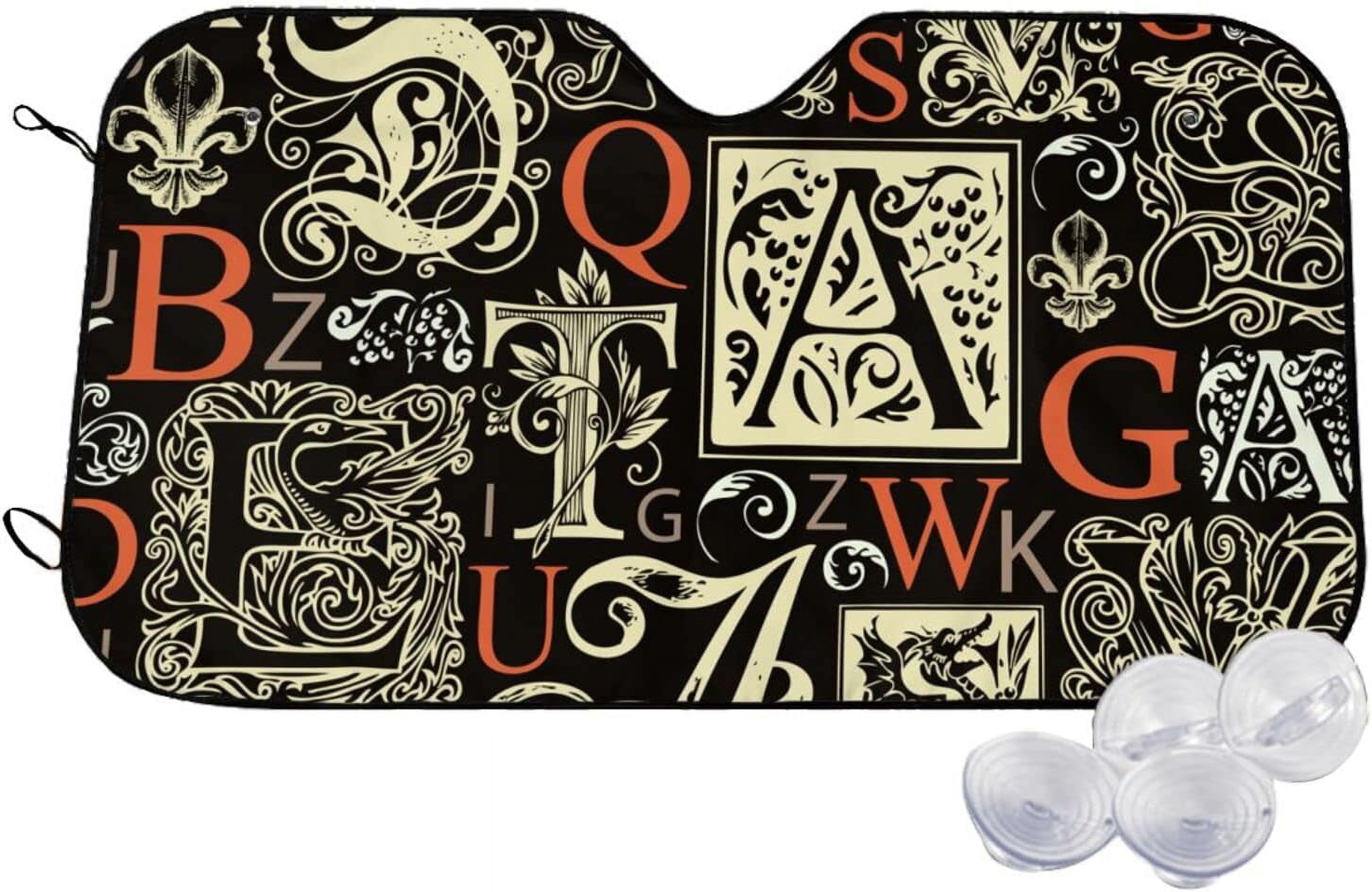 Vintage Capital Letters Pattern Sun Shade Front Window Sunshade for ...