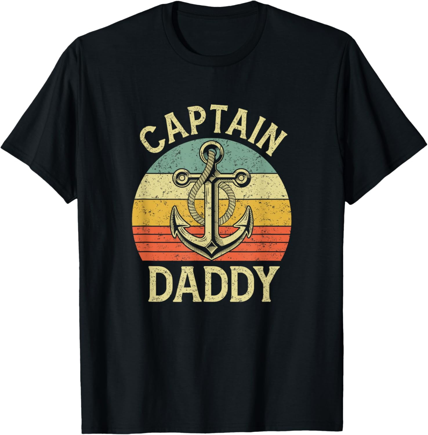 Vintage Captain Daddy Boat Pontoon Dad Fishing Sailor Anchor T-Shirt ...