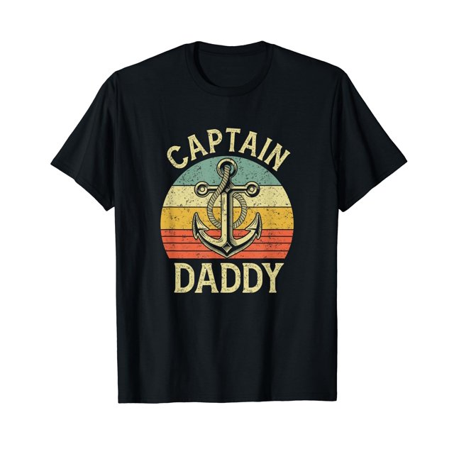 Vintage Captain Daddy Boat Pontoon Dad Fishing Sailor Anchor T-Shirt ...