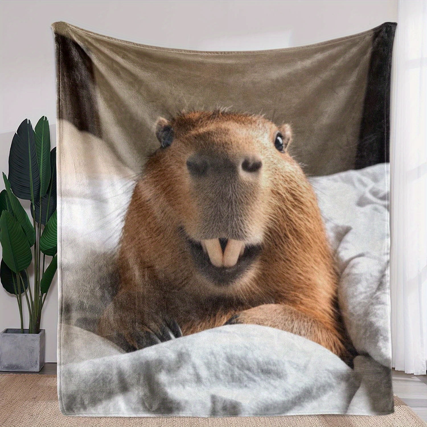 Vintage Capybara Sleeping Printed Blanket Soft Cozy Flannel Throw for ...