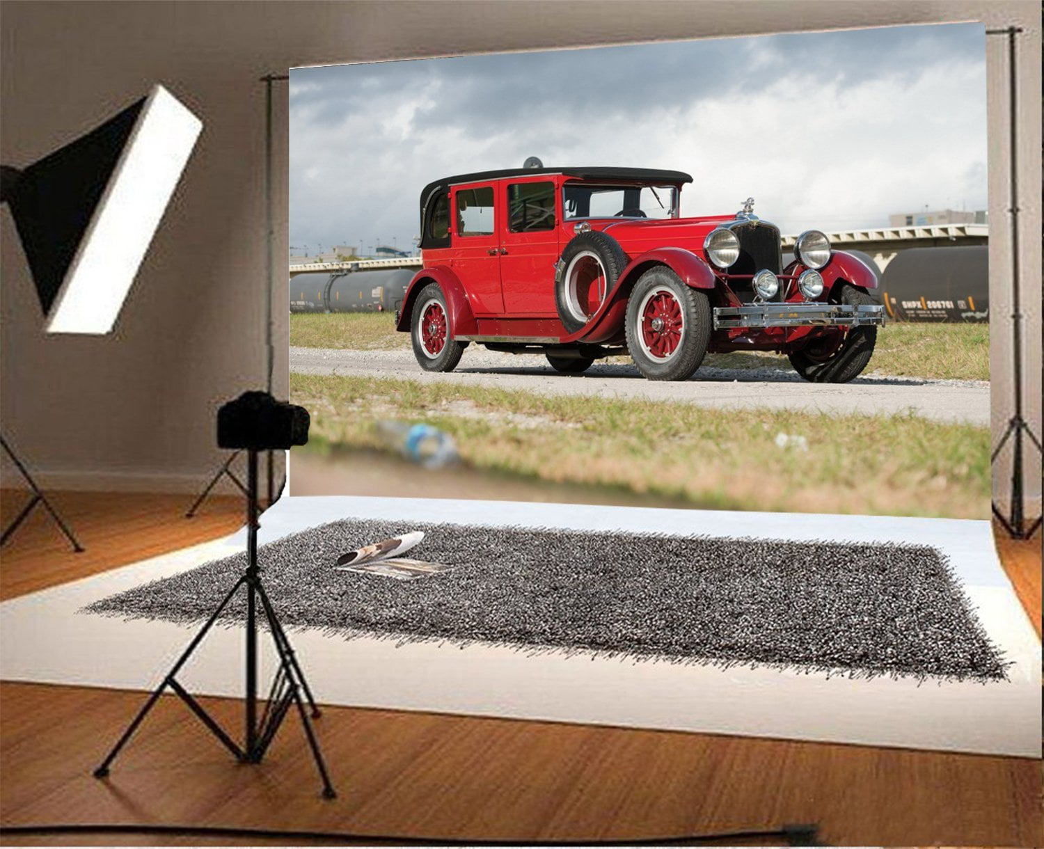 Vintage Car Backdrop 7x5ft Photography Background Road Sky Children ...
