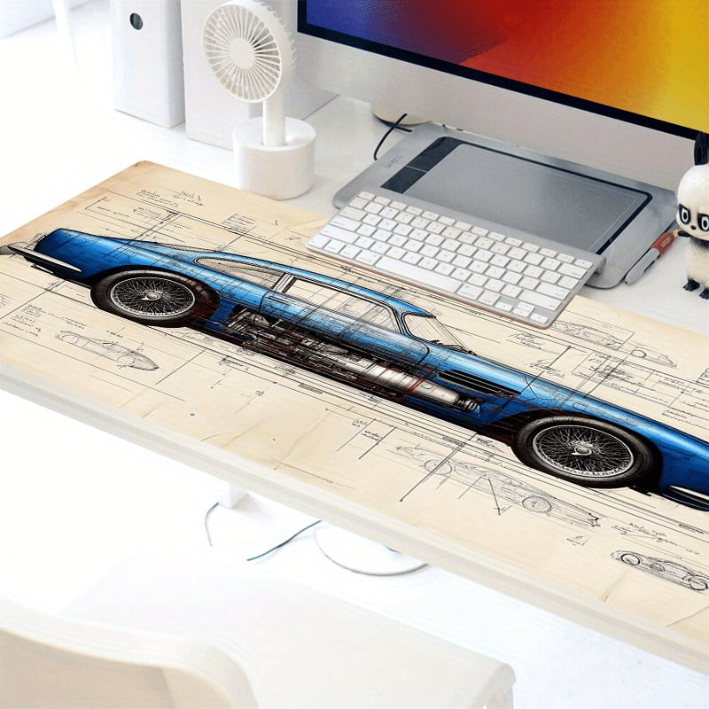 Vintage Car Blueprint Mouse Pad - Classic Retro Sports Car Engineering ...
