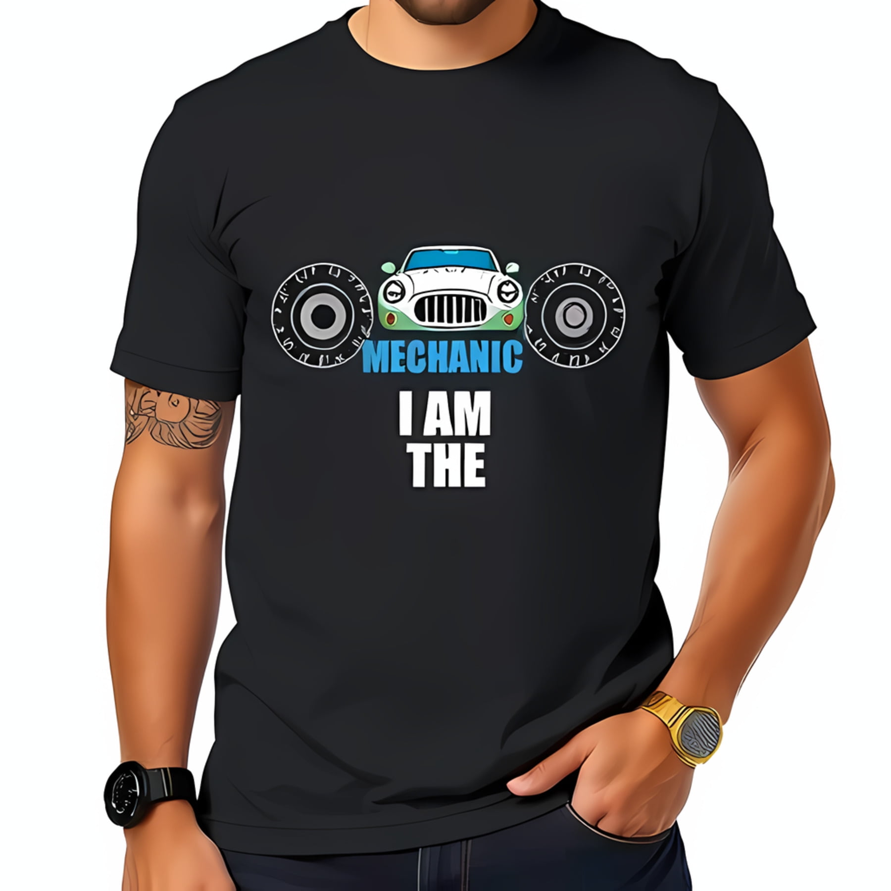 Vintage Car Graphic Cotton Short Sleeve T-Shirt for Mechanics ...