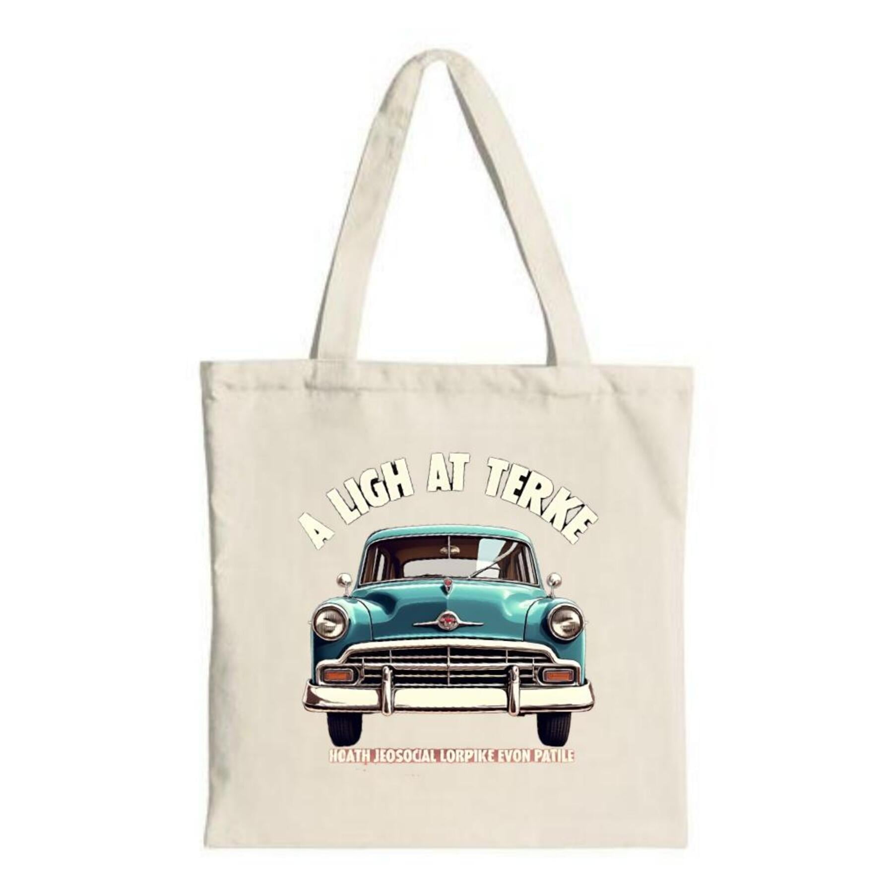 Vintage Car Illustration Reusable Canvas Grocery Shopping Bag - " A ...