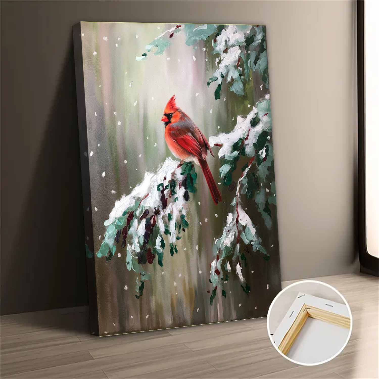Vintage Cardinal Bird Canvas Wall Art Print For Bedroom Living Room ...