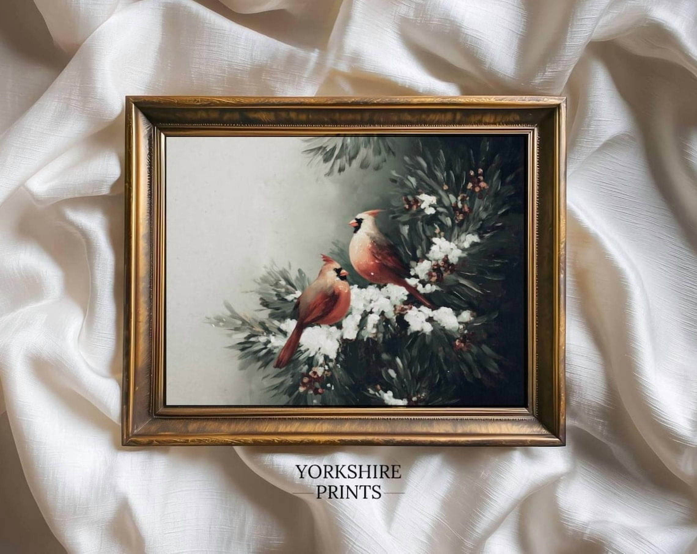 Vintage Cardinal Bird Wall Art, Winter , Rustic Winter Woodland Decor ...