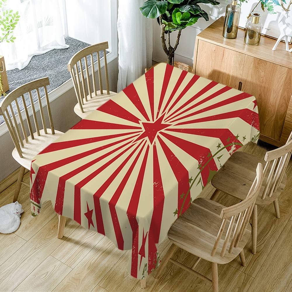 Vintage Carnival Red Stars Fun Performing Arts Oblong Tablecloth ...