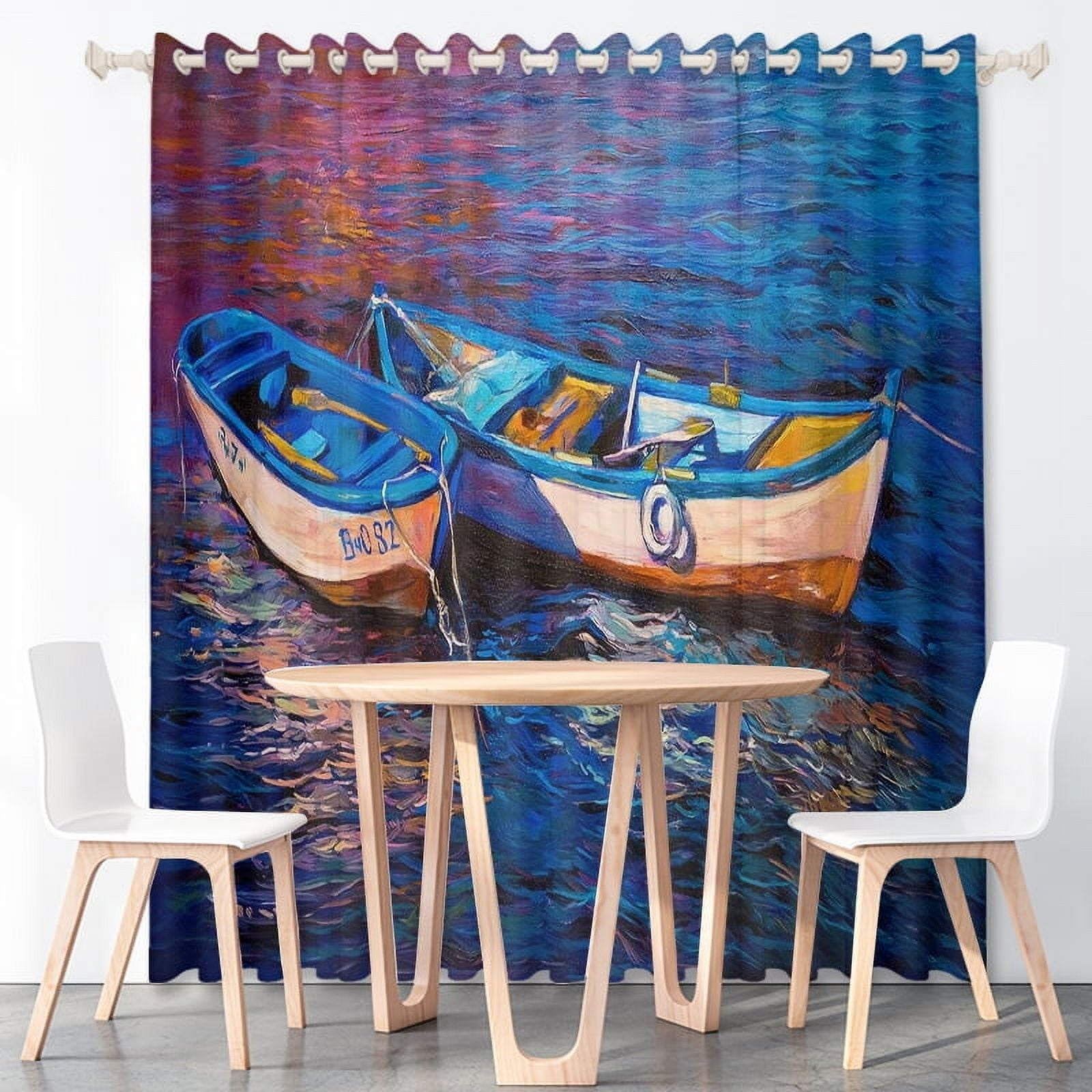 Vintage Cartoon Sailing Boat Picture Curtain Ocean Custom Background ...