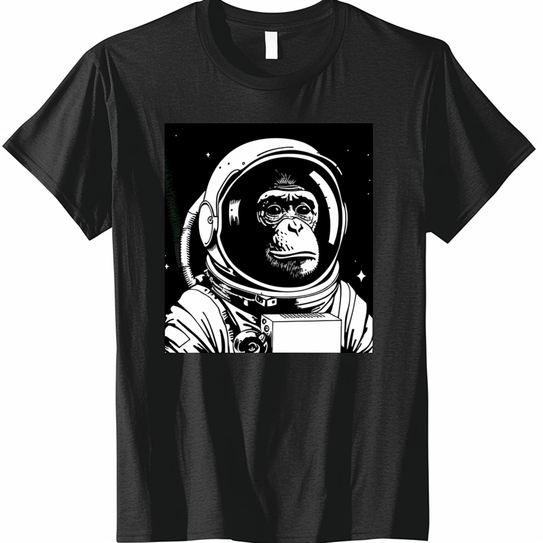 Vintage Cartoonist Style Monkey Astronaut Helmet Vector Art Graphic ...