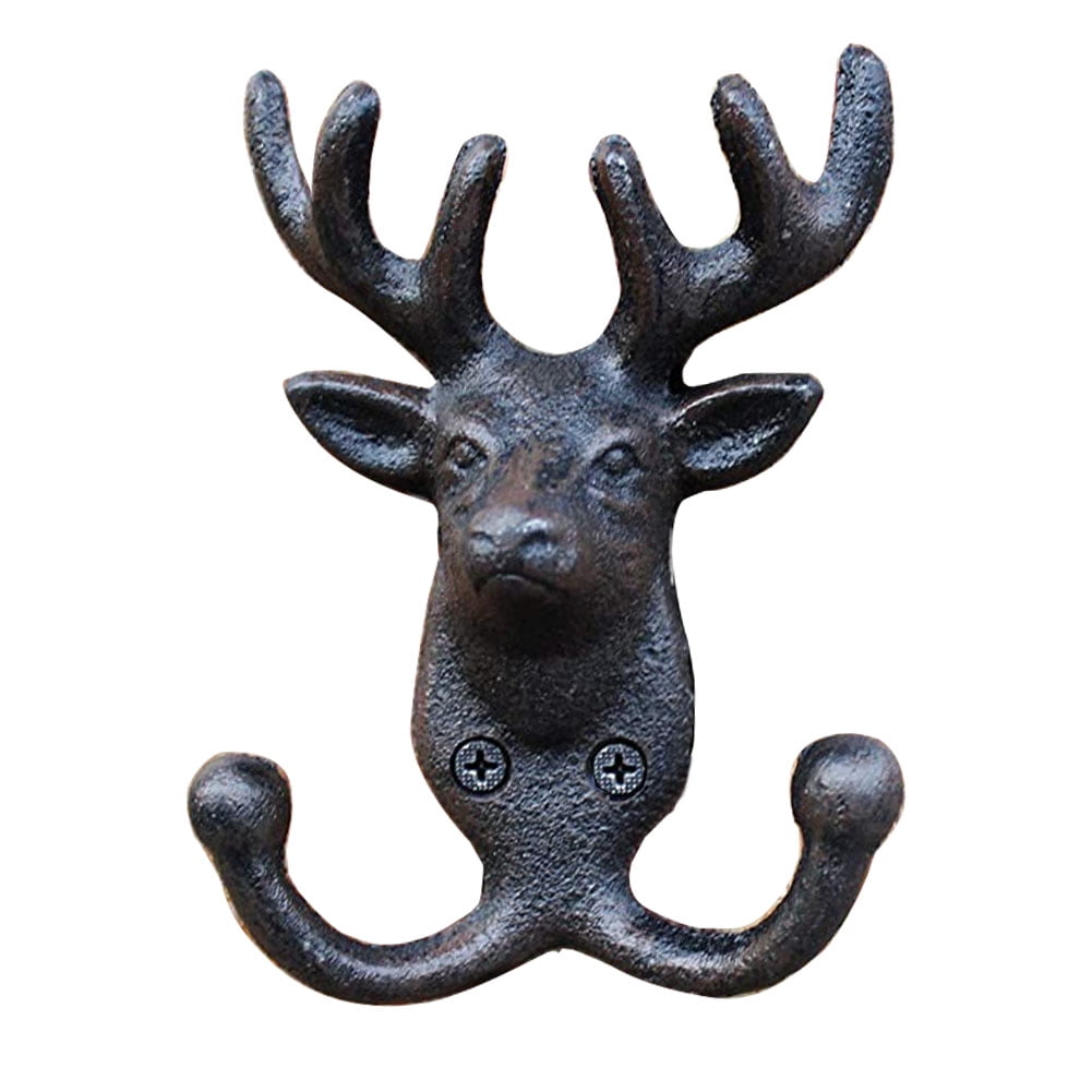 Vintage Cast Iron Deer Antlers Wall Coat Hooks Hanger Rack Wall Decor ...