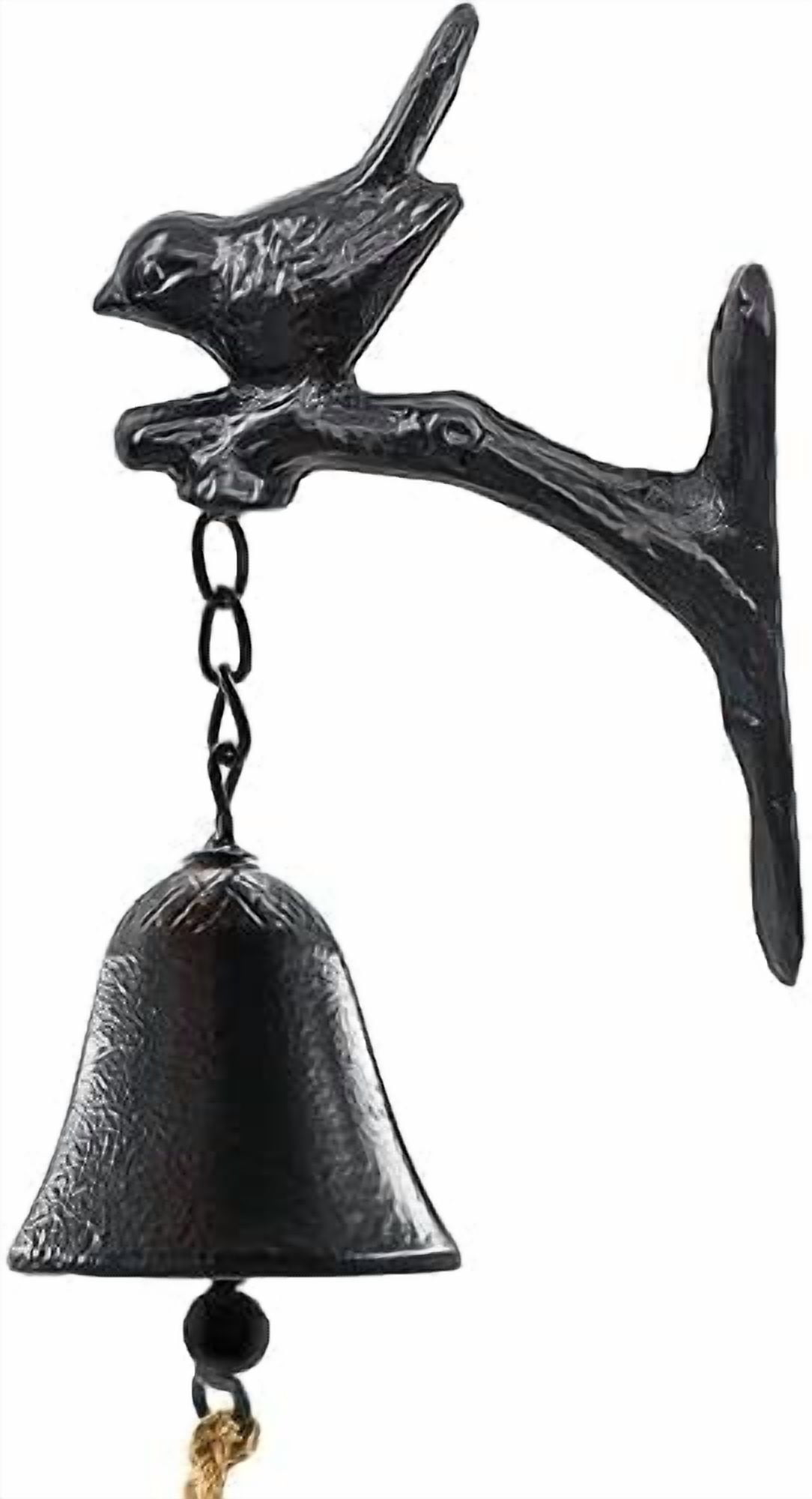Vintage Cast Iron Dinner Bell with Cute Bird, Black Hanging Bells with ...