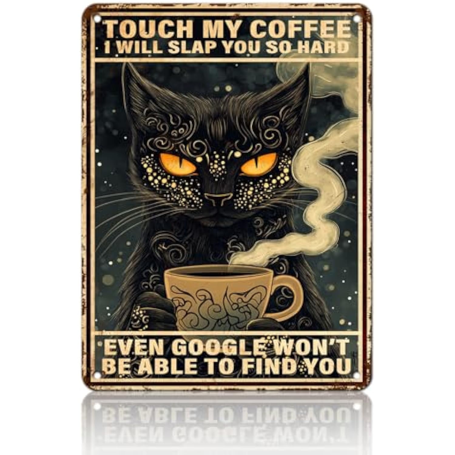 Vintage Cat Coffee Metal Tin Sign Cats Kitchen Signs Wall Decor Funny ...